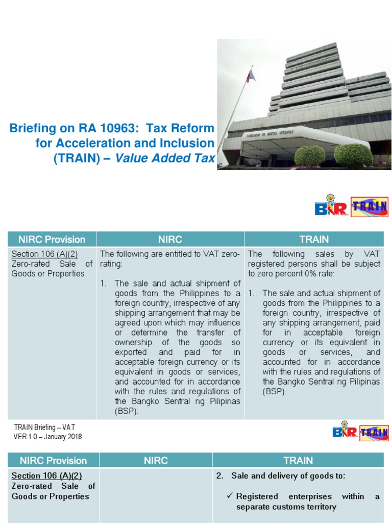 Briefing On RA 10963: Tax Reform For Acceleration and Inclusion (Train ...