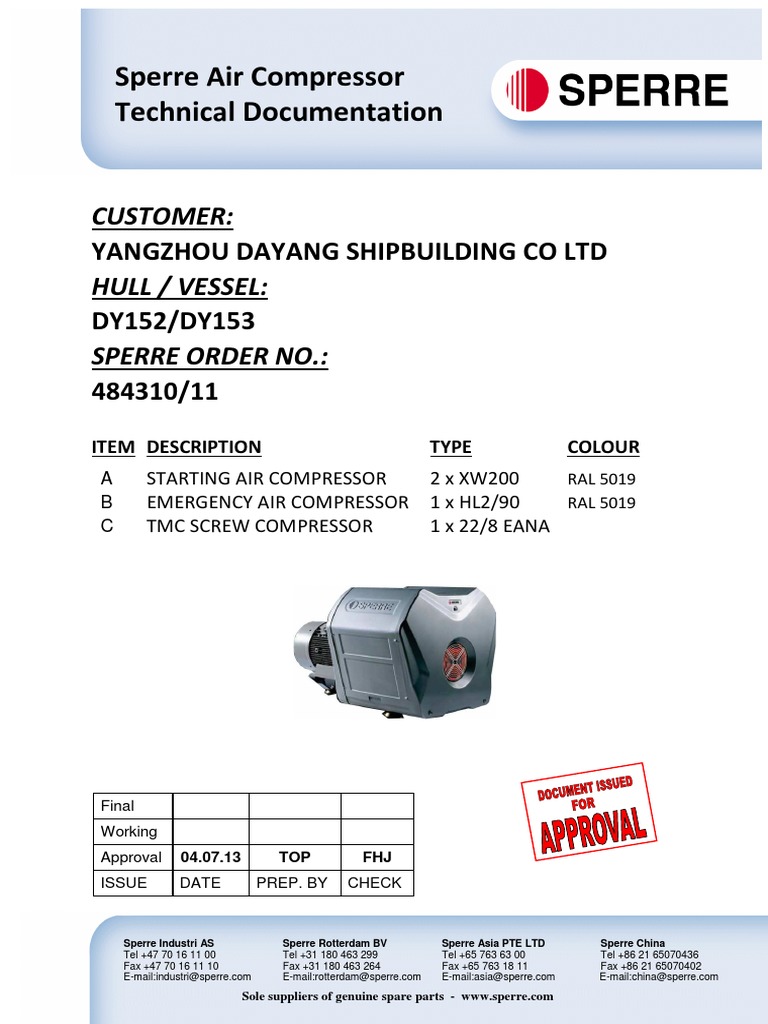 Bc63kb8a Dy152_153 Vendor Drawing n001 Air Compressors Sperre | Valve ...