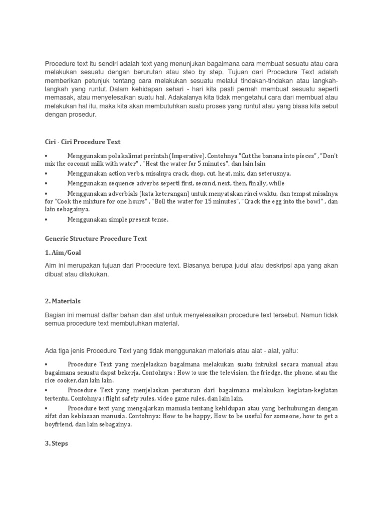 Catatan Bahasa Inggris Kelas 7 Procedure Text | PDF