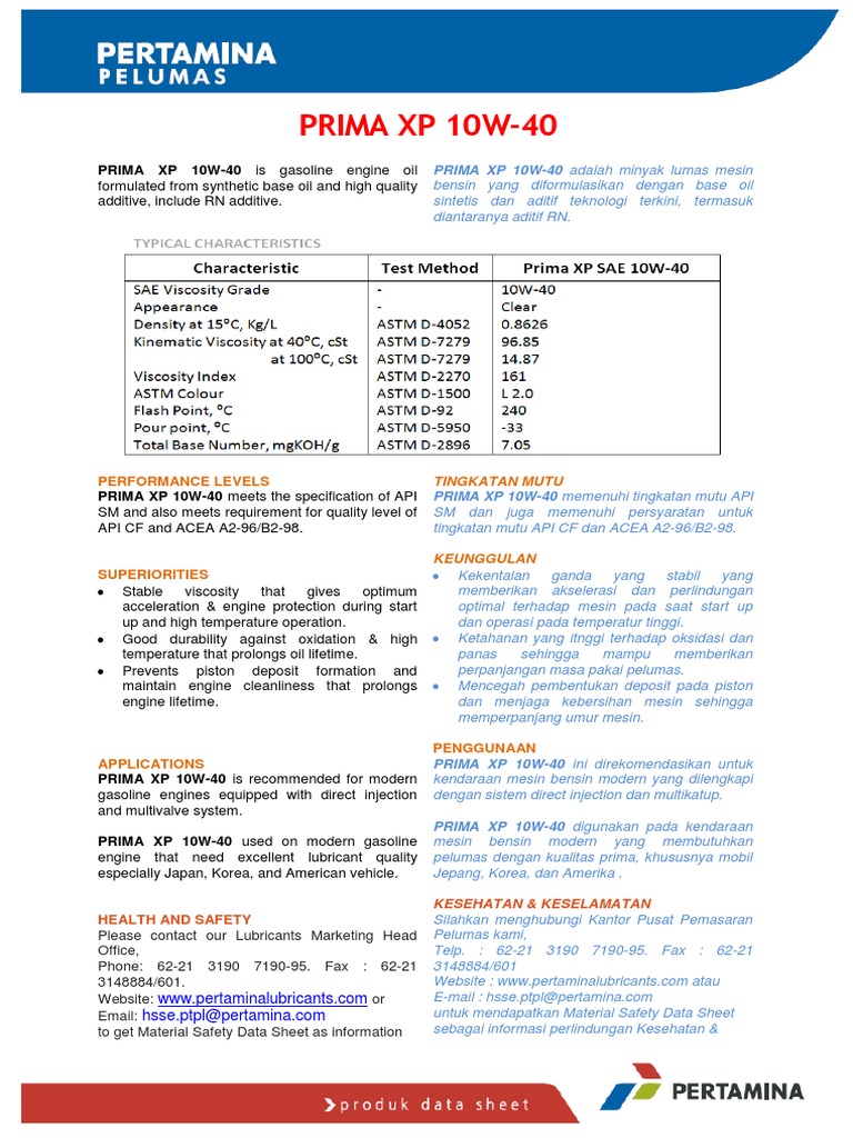 Prima XP 10W-40 SM PDF | PDF