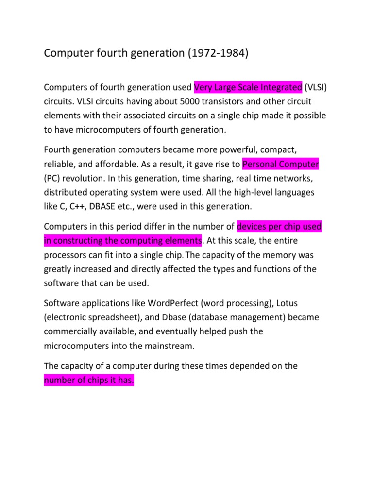 Advancements in Microcomputers During the Fourth Generation of ...