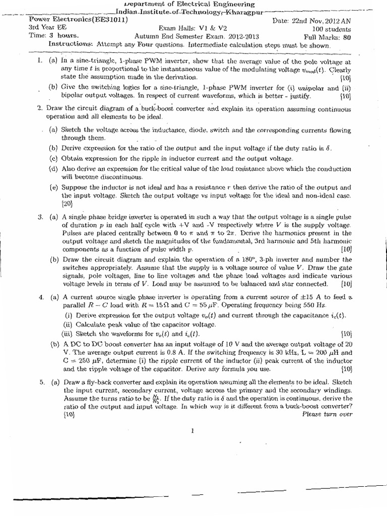 EE Power Electronics Exam | PDF | Power Inverter | Power Electronics