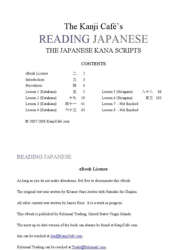 Reading: The Kanji Café's | PDF | Japanese Writing System | English ...