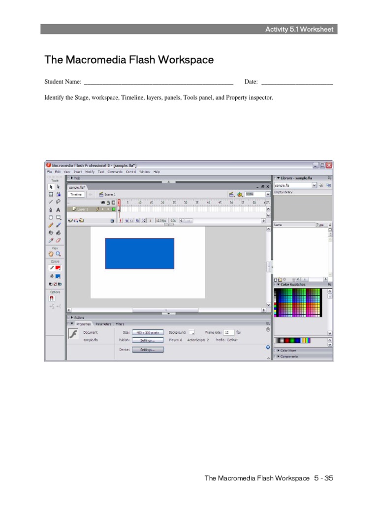 The Macromedia Flash Workspace | PDF | Adobe Flash | Tab (Gui)