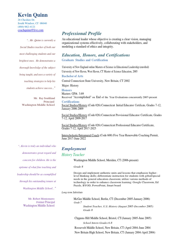 Kevin Resume | PDF | Teachers | Leadership