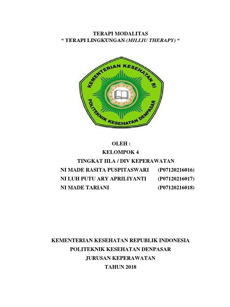 Terapi Modalitas (Terapi Lingkungan) | PDF