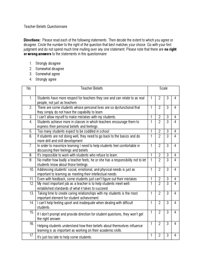 TB Questionnaire | PDF | Change | Teachers