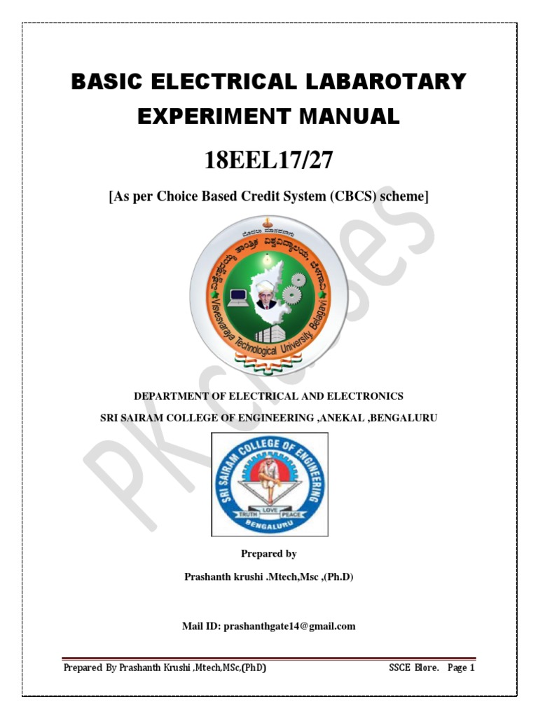 Basic Electrical Engineering Lab Manual | PDF | Fluorescent Lamp | Voltage