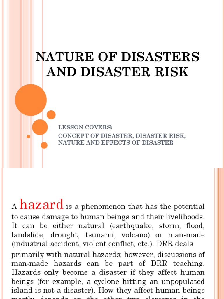 1 A REVIEW Nature of Disasters and Disaster Risk | PDF | Hazards | Risk