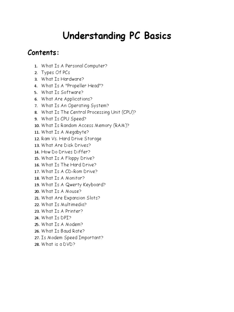 Understanding PC Basics: Contents | Download Free PDF | Random Access ...