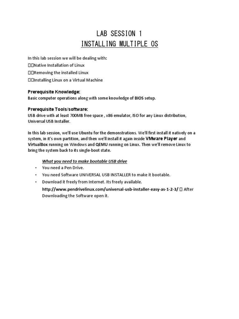 Lab Session 1 Installing Multiple Os: Prerequisite Knowledge | PDF ...