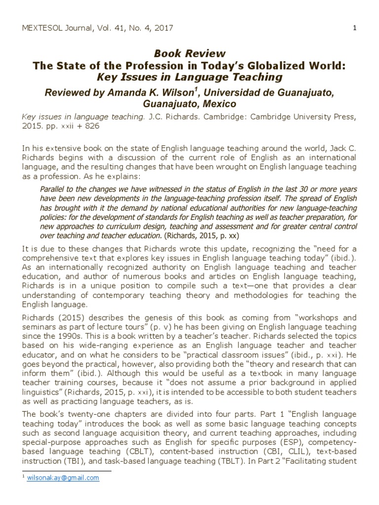 Comprehensive Review of Jack C. Richards' Book 'Key Issues in Language Teaching': An Extensive ...