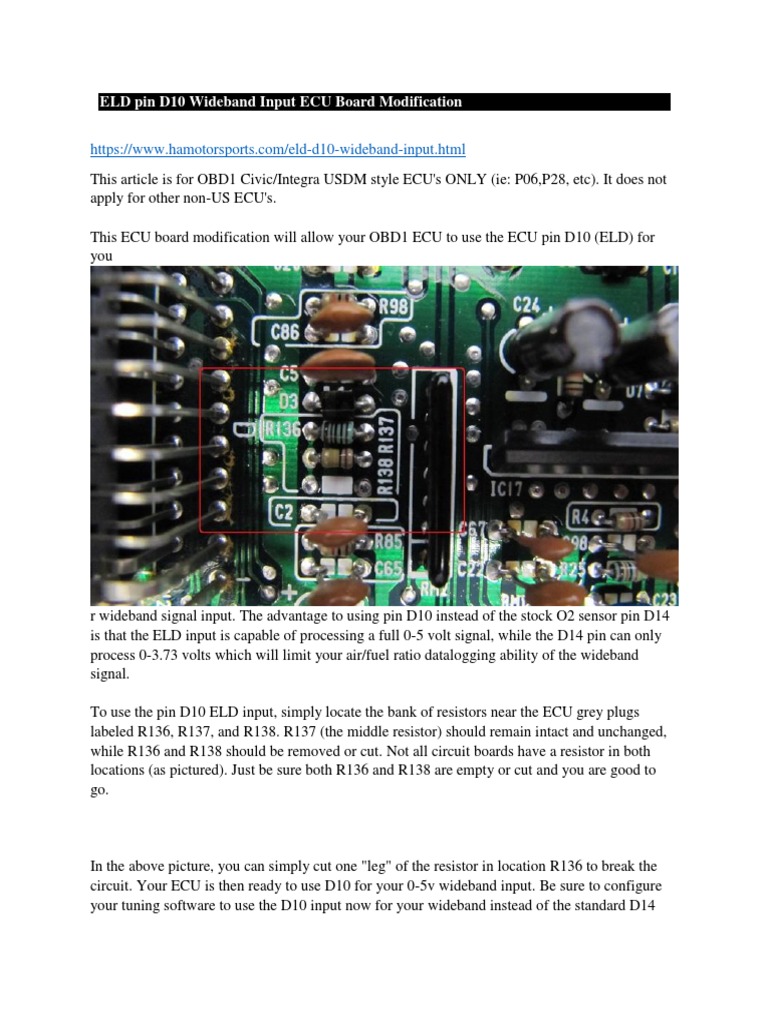 ELD Pin D10 Wideband Input ECU Board Modifications | PDF