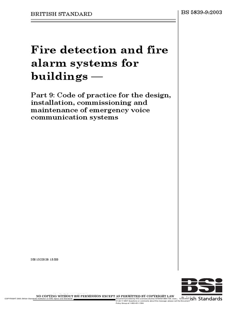 (British Standards Institution) Fire Detection and | PDF | Electrical ...