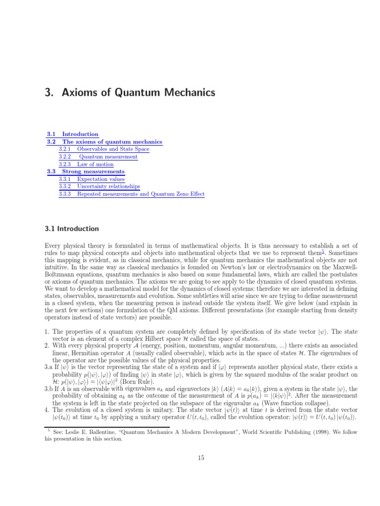 Axioms of Quantum Mechanics | PDF | Quantum Mechanics | Eigenvalues And Eigenvectors