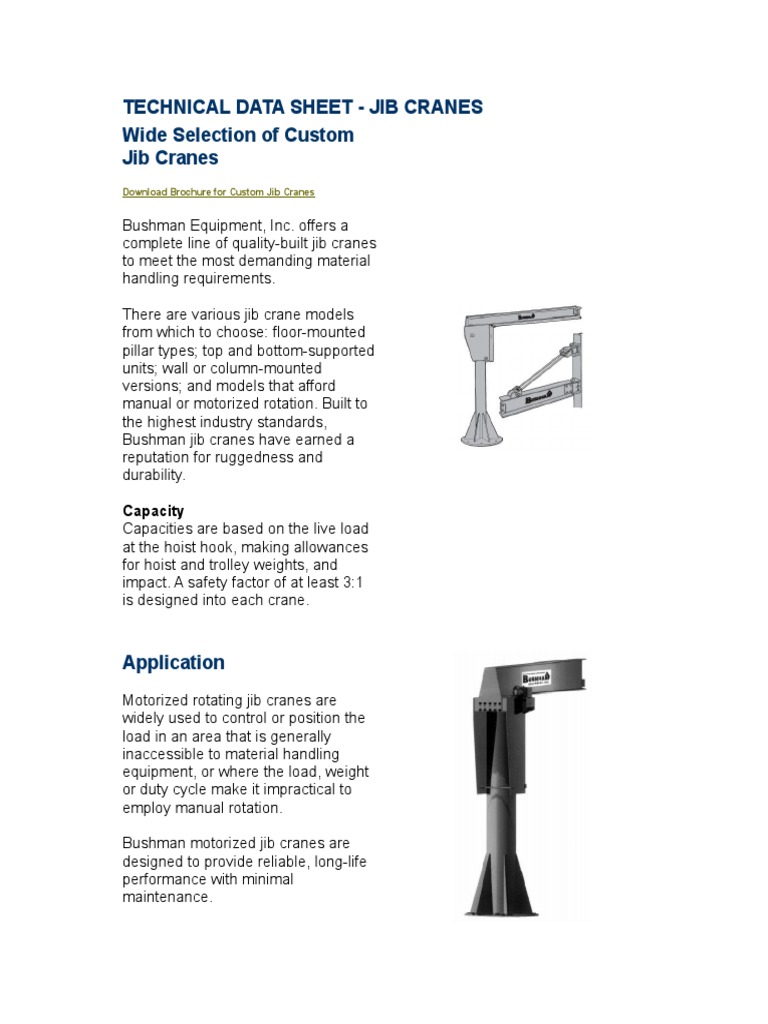TECHNICAL DATA SHEET.doc | Crane (Machine) | Bearing (Mechanical)