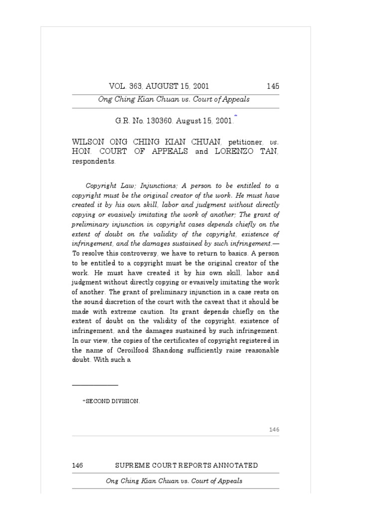 Wilson Ong v. CA | PDF | Injunction | Certiorari