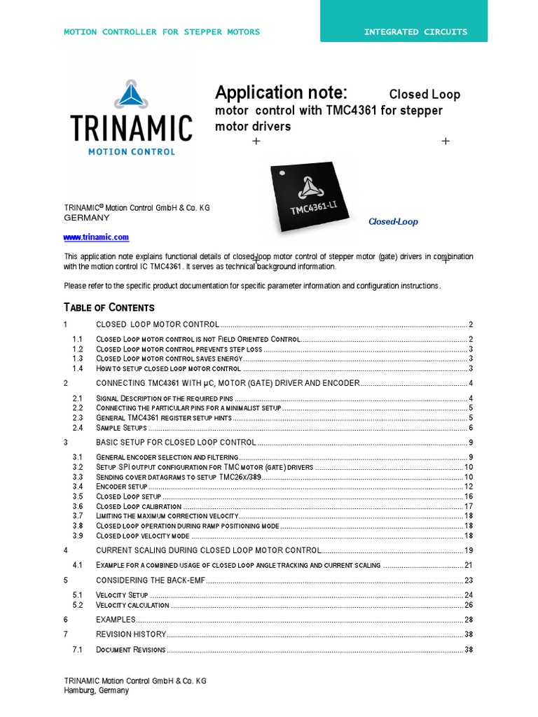 AN032-Closed Loop Motor Control With TMC4361 For Stepper | PDF | Control Theory | Motor Control
