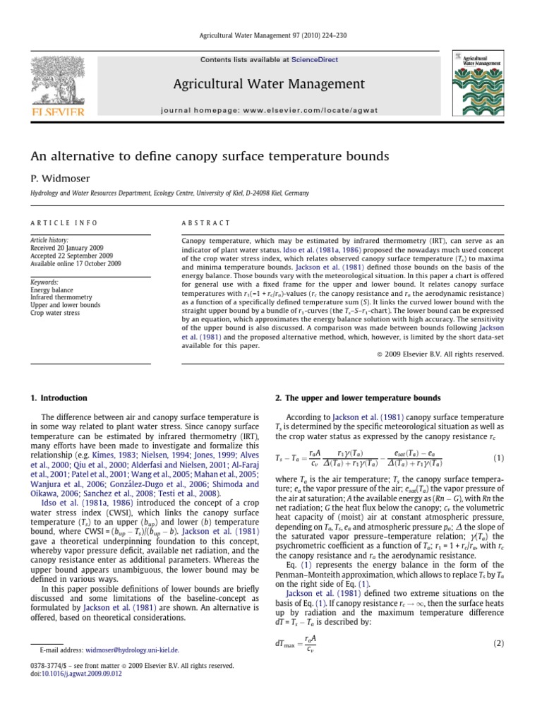 An Alternative To Define Canopy Surface Temperature Bounds | PDF ...
