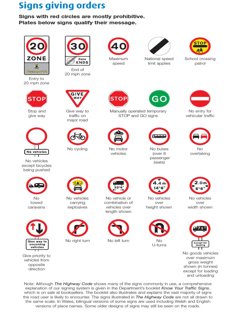 The Highway Code Traffic Signs - PD | PDF | Traffic | Intersection (Road)
