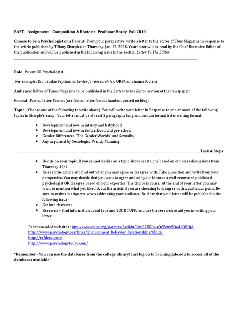 RAFT Writing: Letter to the Editor Guide | PDF | Communication