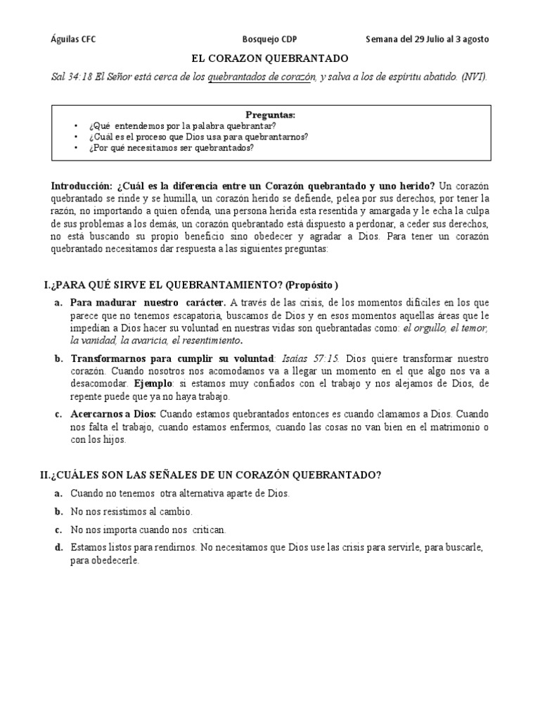 El Corazon Quebrantado | PDF | Oración | Dios
