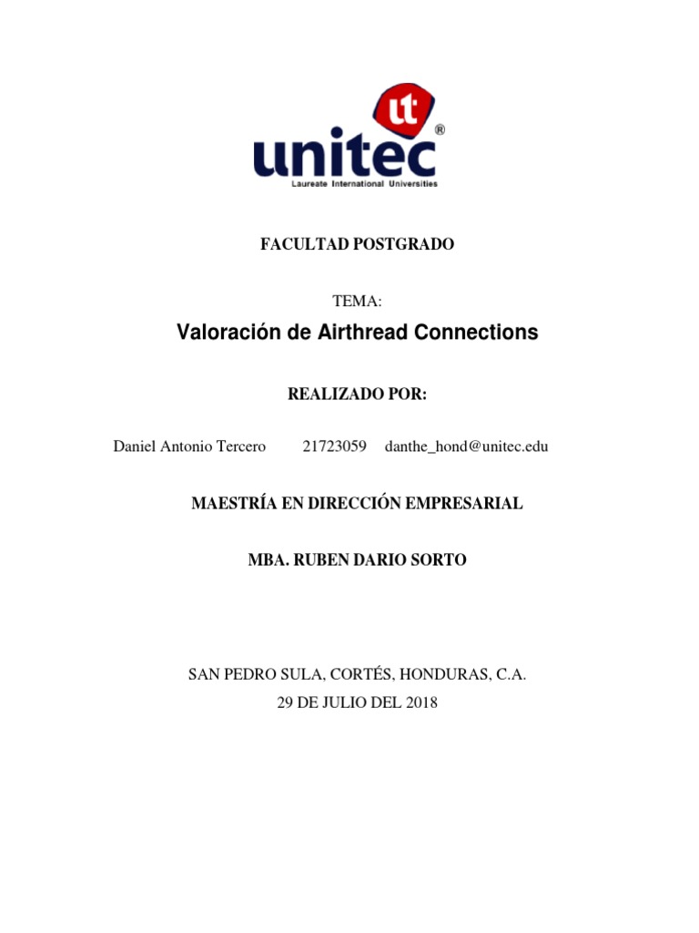 Valoración de Airthread Connections | PDF | Euro | Flujo de efectivo