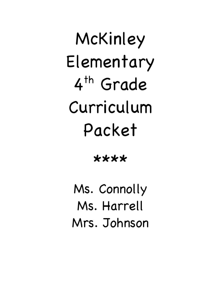 4th Grade Curriculum Overview Packet | PDF | Reading (Process ...