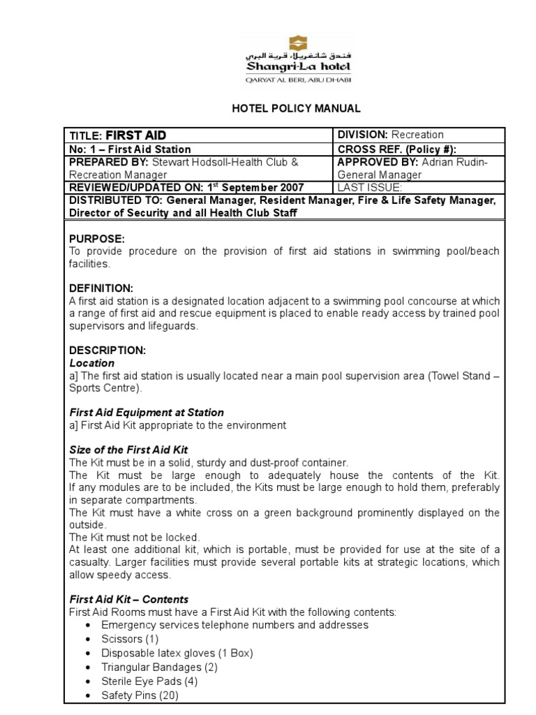 1 First Aid Station | PDF | First Aid | Swimming Pool