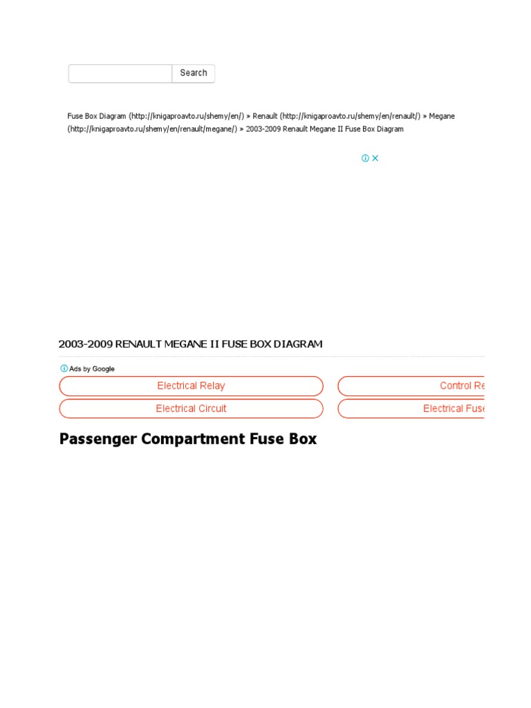 2003-2009 Renault Megane II Fuse Box Diagram Fuse Diagram | PDF | Fuse ...