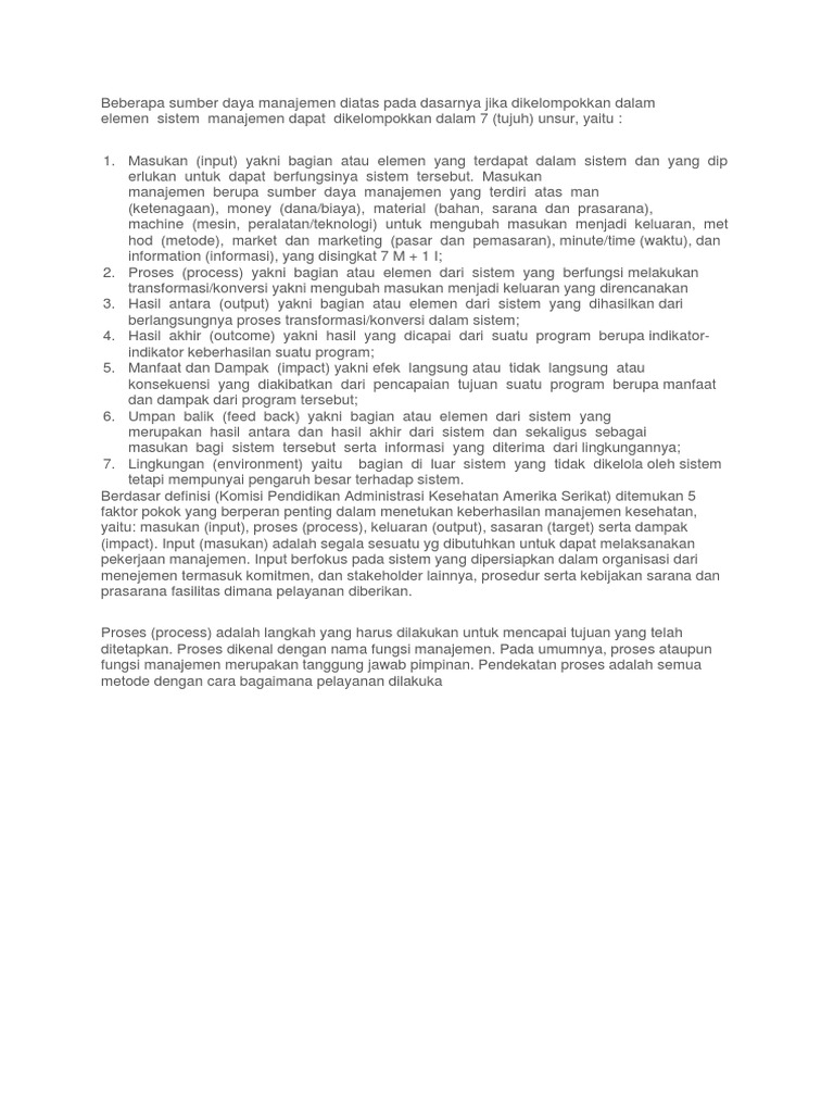 Materi Input Proses Output Outcome | PDF