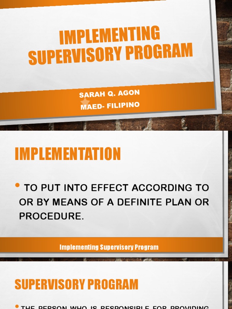 Implementing Supervisory Program | PDF | Creativity | Communication