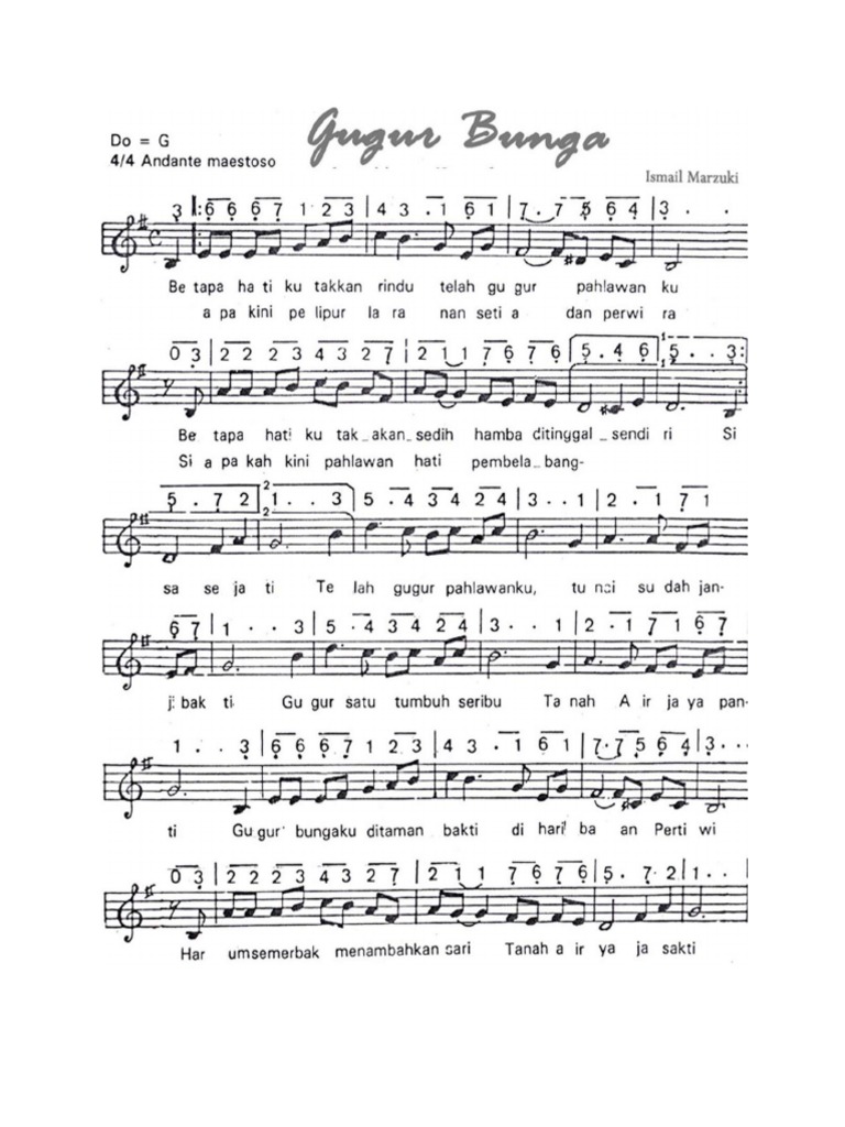 Not Lagu Gugur Bunga | PDF