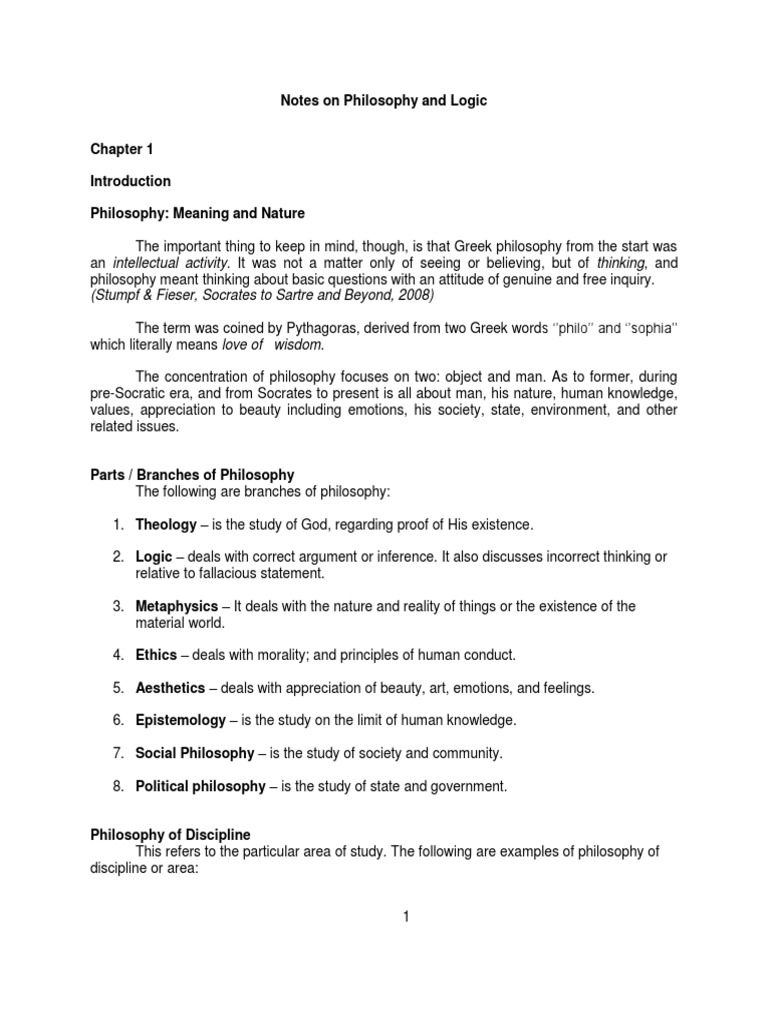 Revised - Notes On Philosophy and Logic | PDF | Stoicism | Epistemology