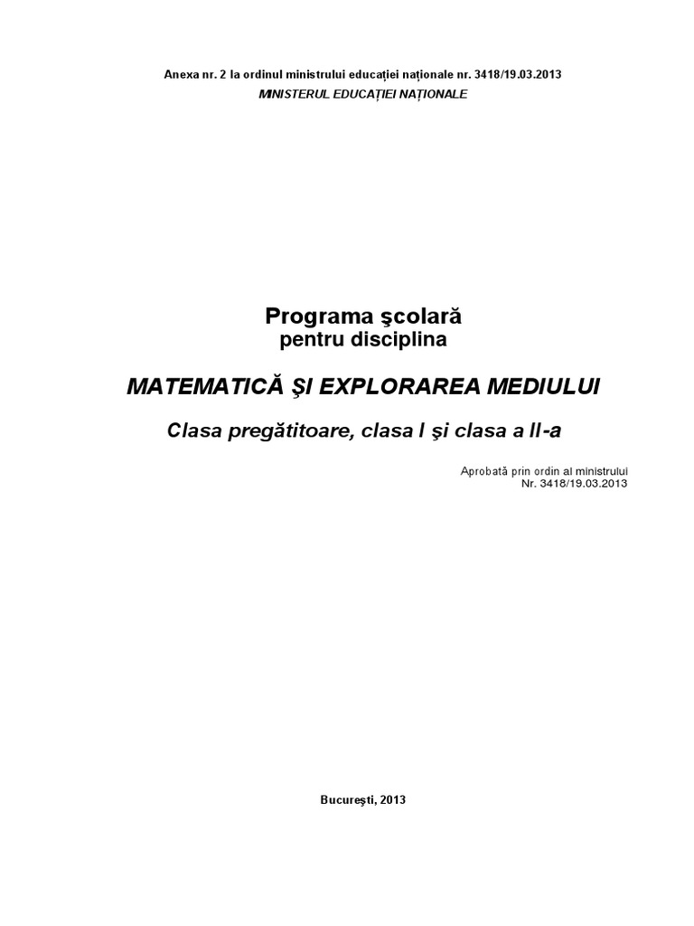 Matematica de Clasa Pregatitoare - Programa Scolara La Matematica Si ...