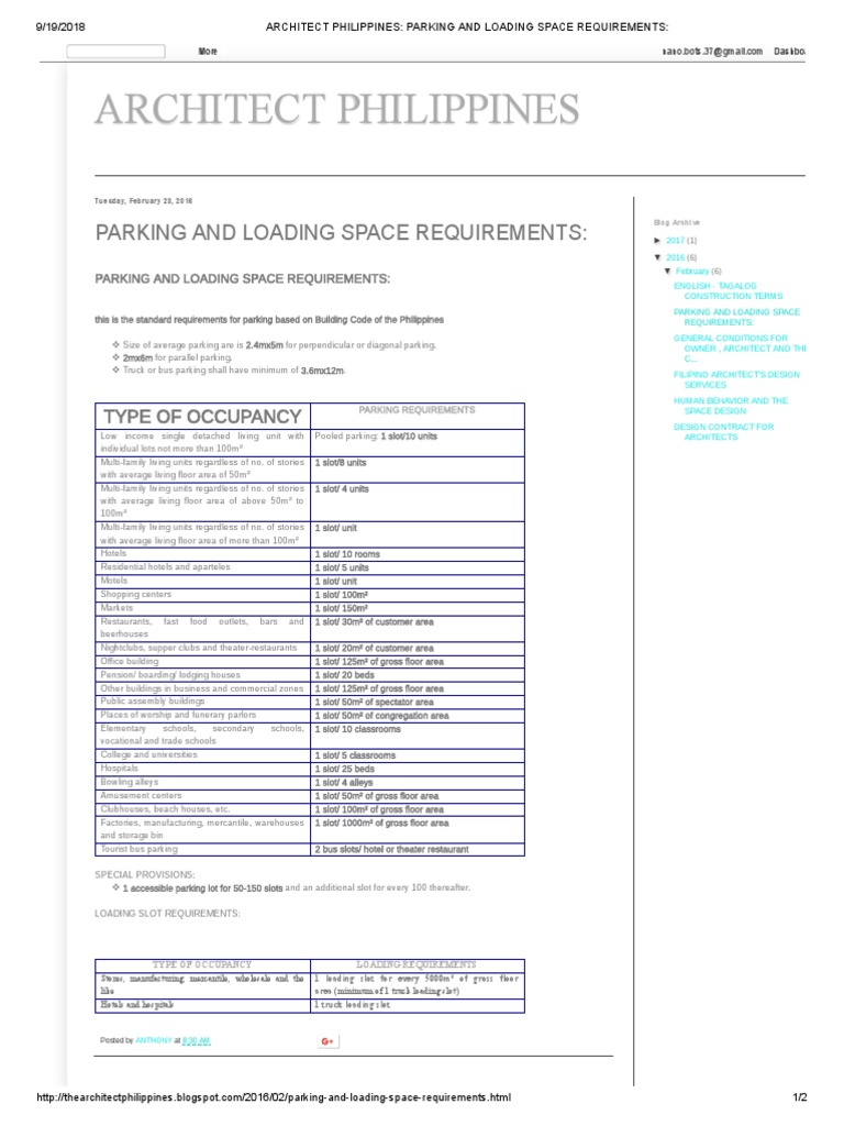 Parking and Loading Space Requirements | PDF | Architect | Business