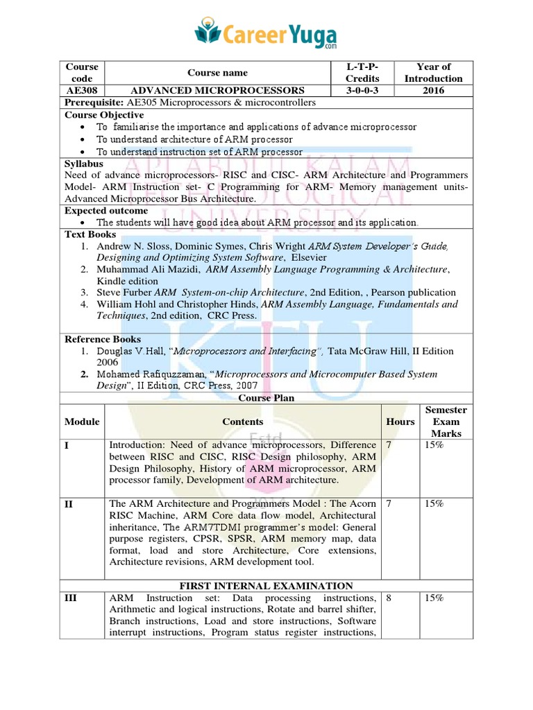 Ae308 Advanced Microprocessors PDF | PDF | Arm Architecture | Microprocessor