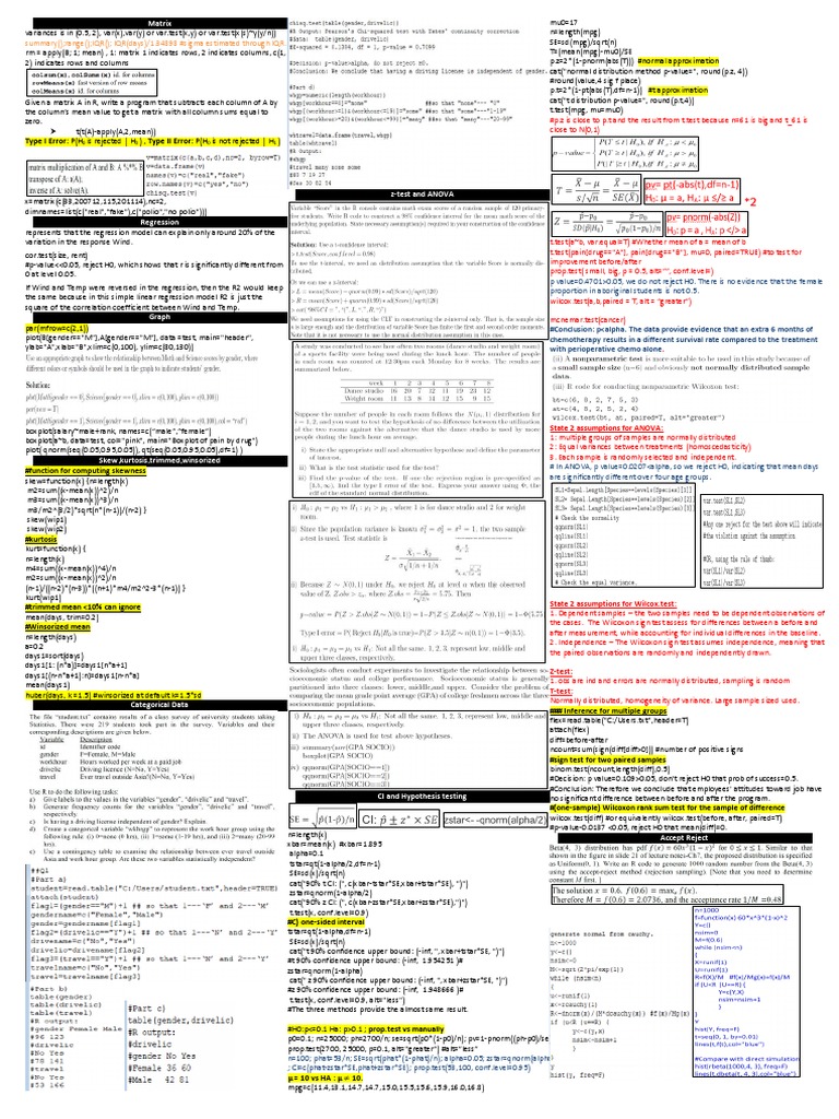 Cheat Sheet Final | PDF | Confidence Interval | Student's T Test