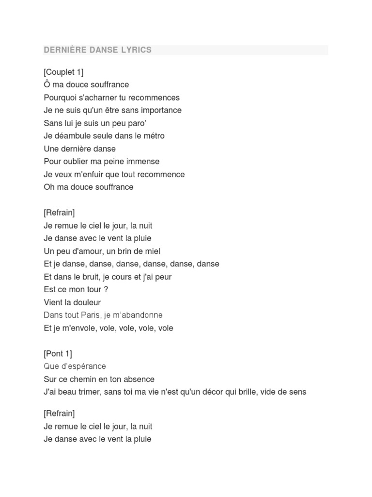 Danse Lyrics | PDF