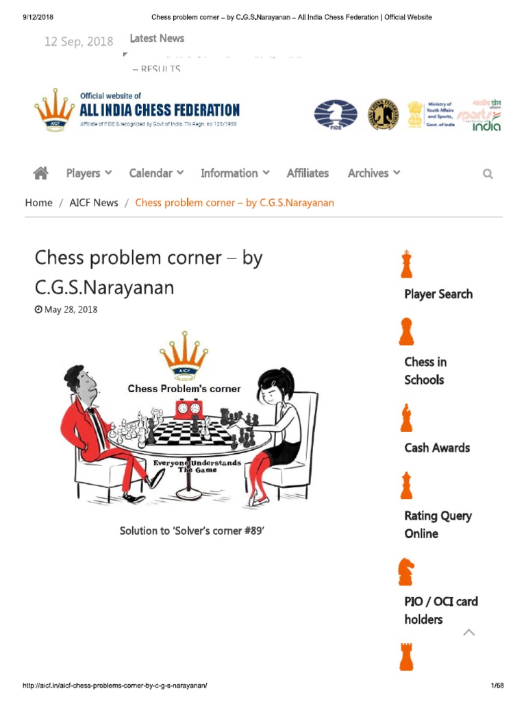 Chess Problem Corner | PDF