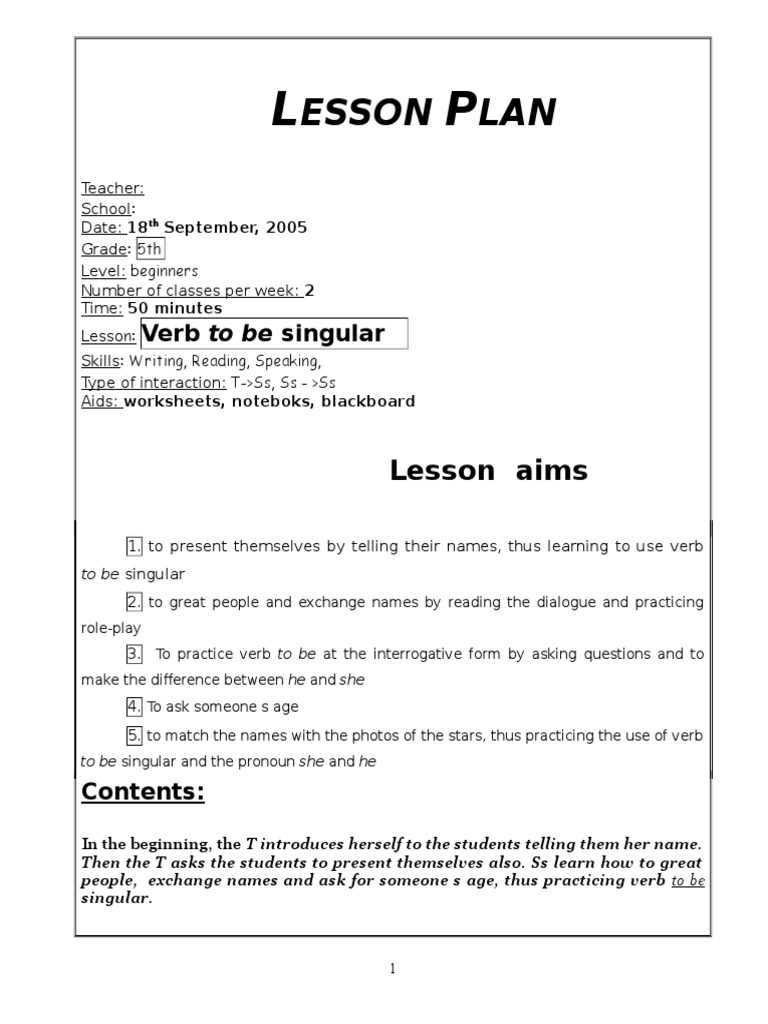 Lesson Plan 5th Grade 1st Day of School | PDF | Lesson Plan | Education ...