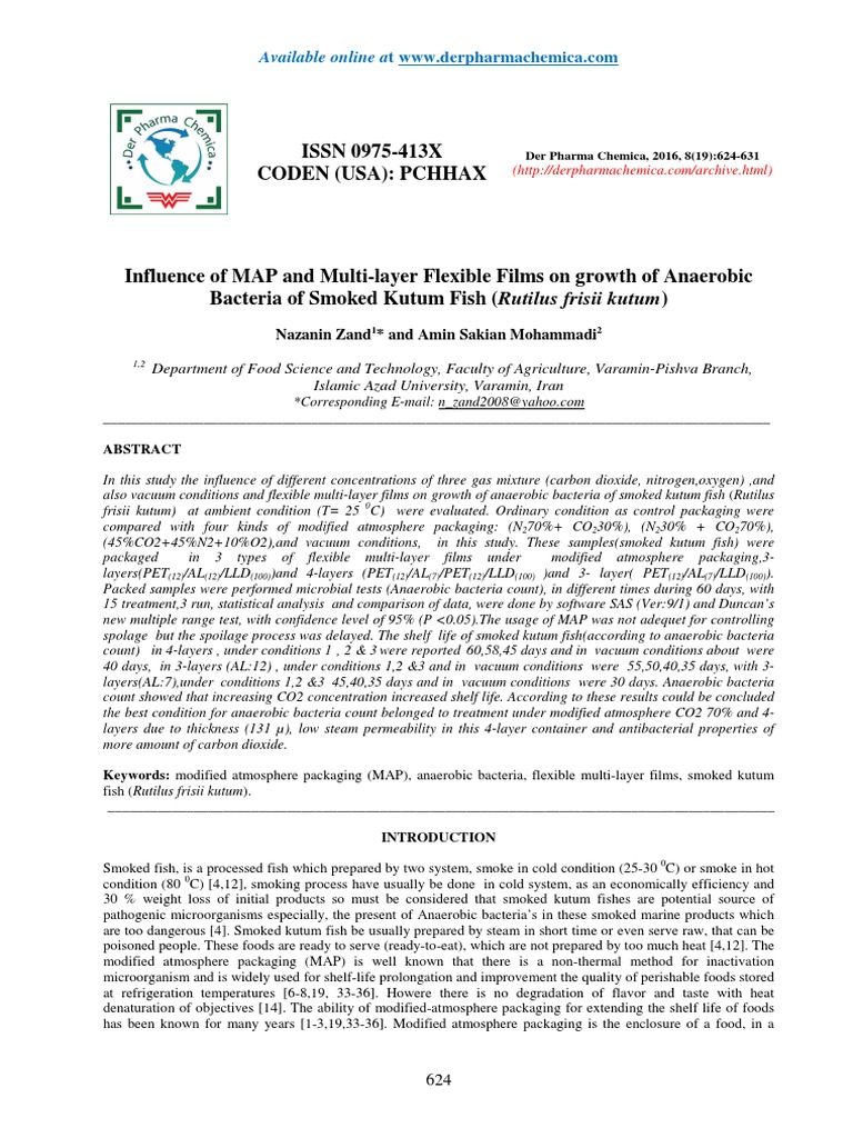 Influence of Map and Multilayer Flexible Films On Growth of Anaerobic ...