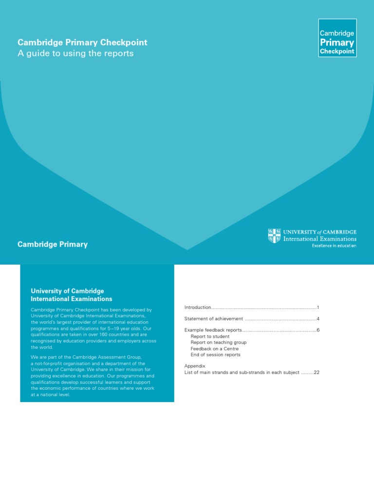 Cambridge Primary Checkpoint guide to using the reports.pdf | Teachers ...