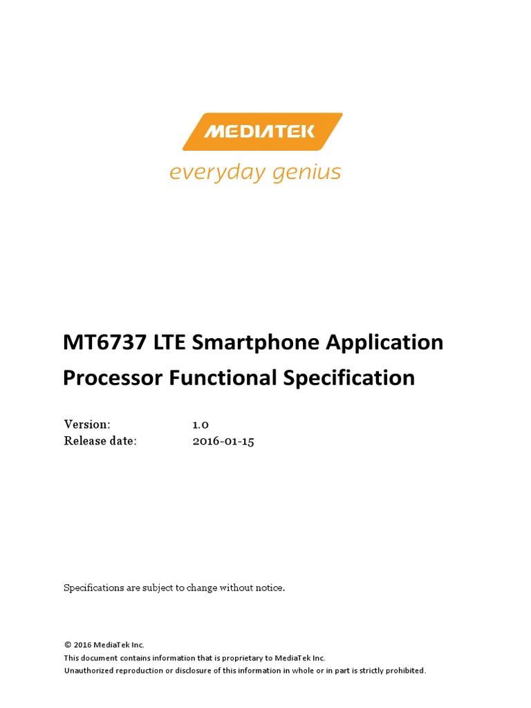MT6737 LTE Smartphone Application Processor Functional Specification V1.0 | PDF ...