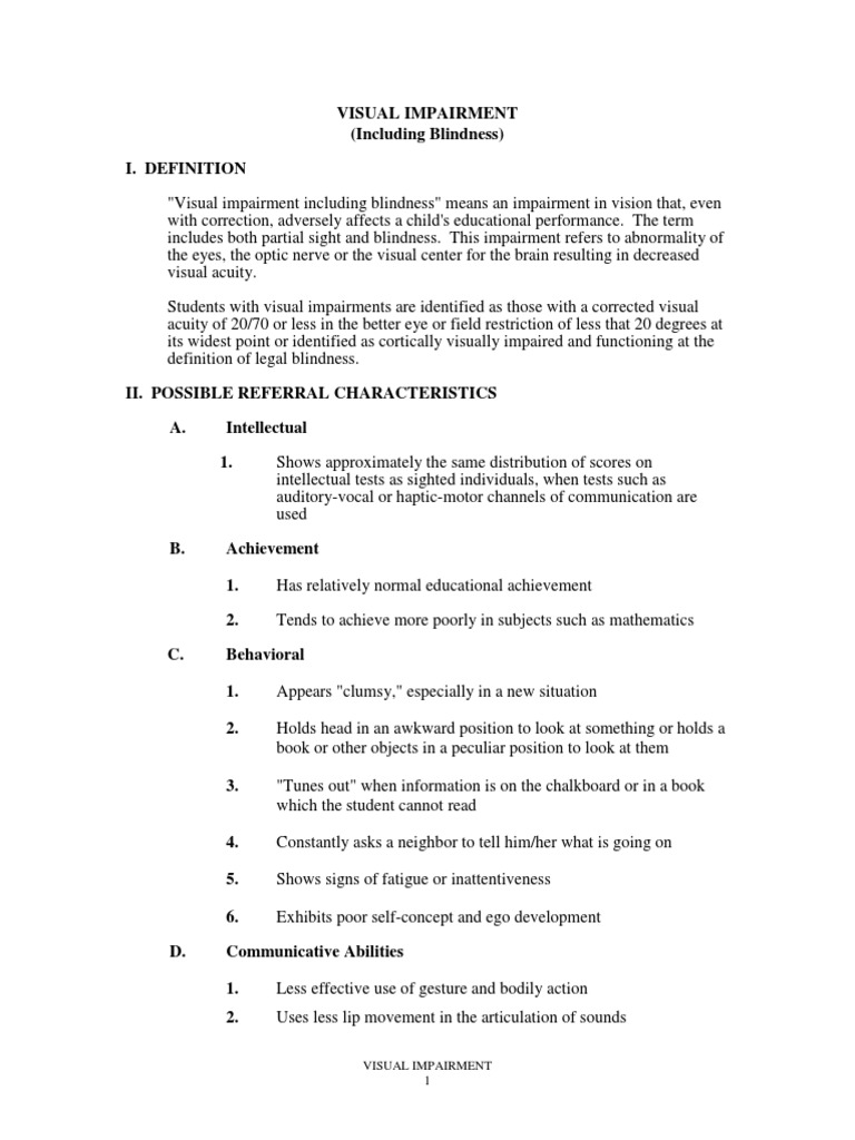 Visual Impairment Including Blindness | PDF | Visual Impairment ...