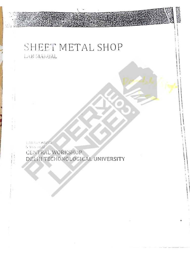 Sheet Metal Lab Manual PDF | PDF
