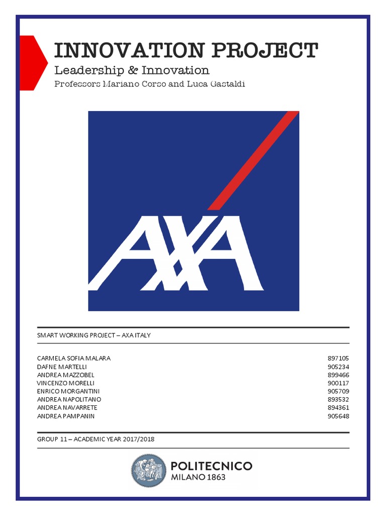 Innovation Project - Smart Working in AXA | PDF | Mentorship | Goal