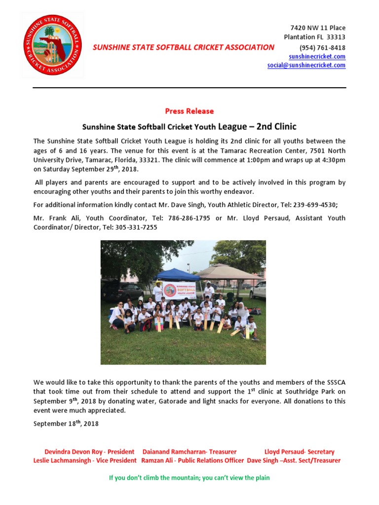 SSSCA YOUTH 2nd Press Release | PDF