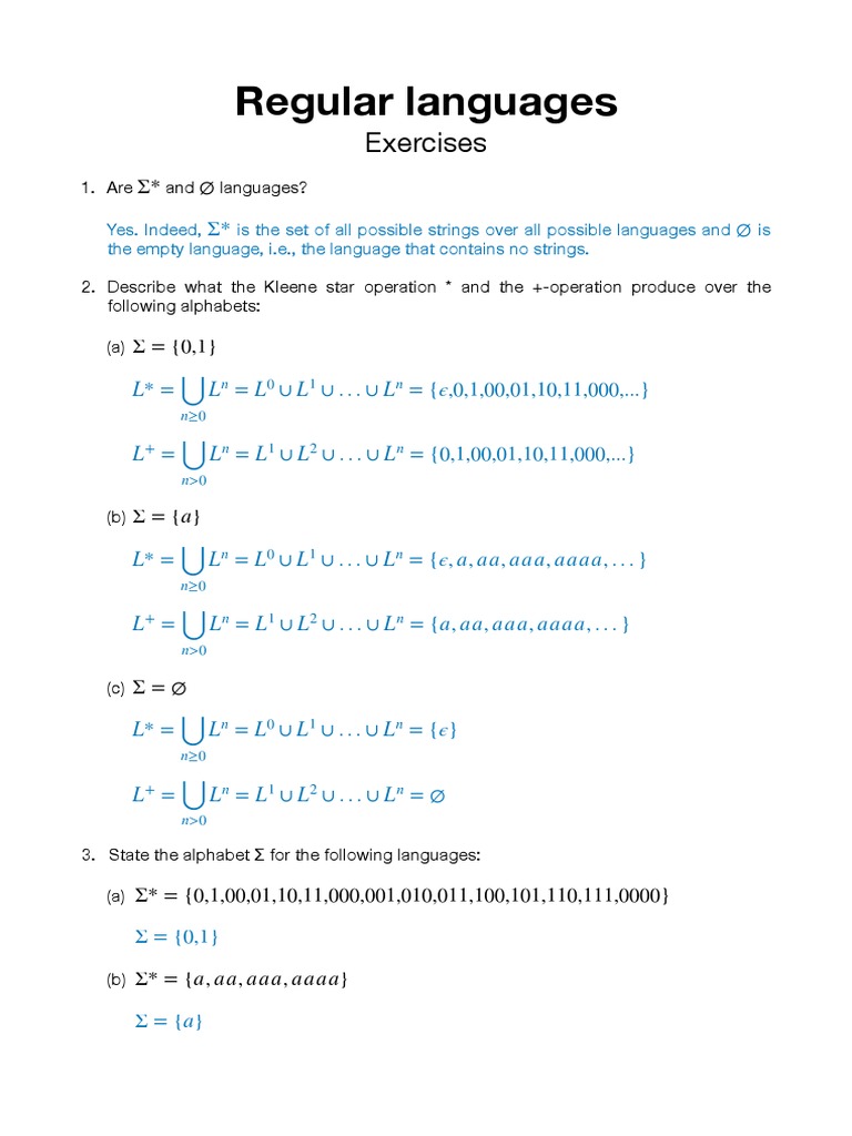 Regular Languages and Operations Explained | PDF | Languages | Language ...