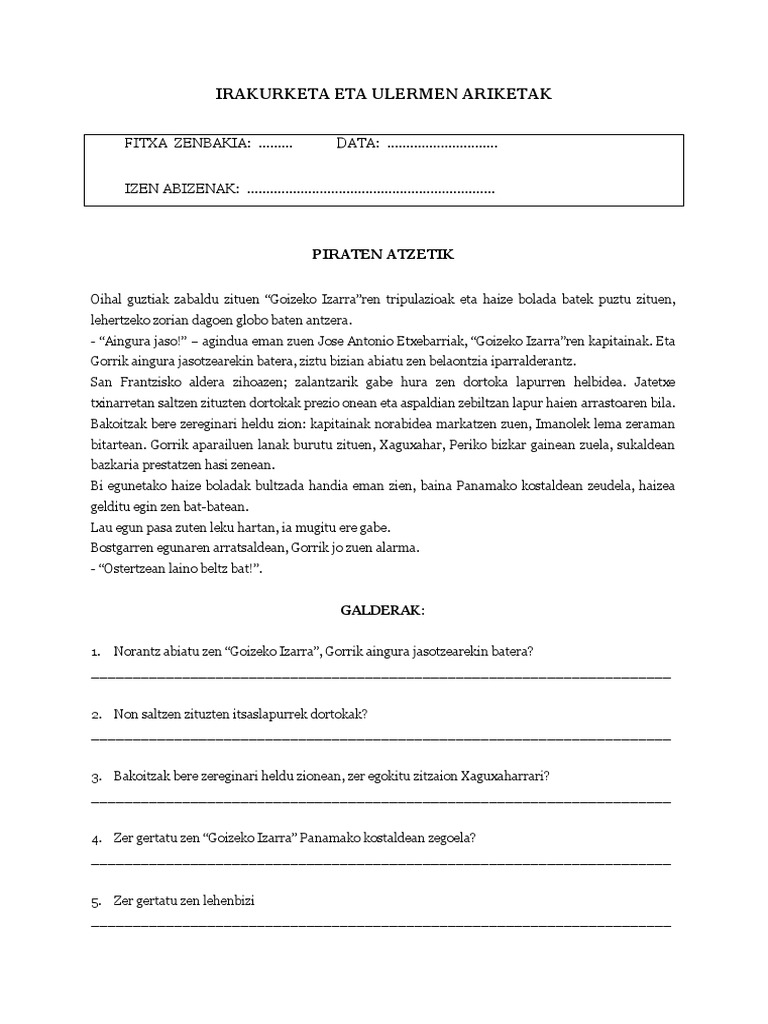 Irakurketa Eta Idatzizko Ulermena | PDF